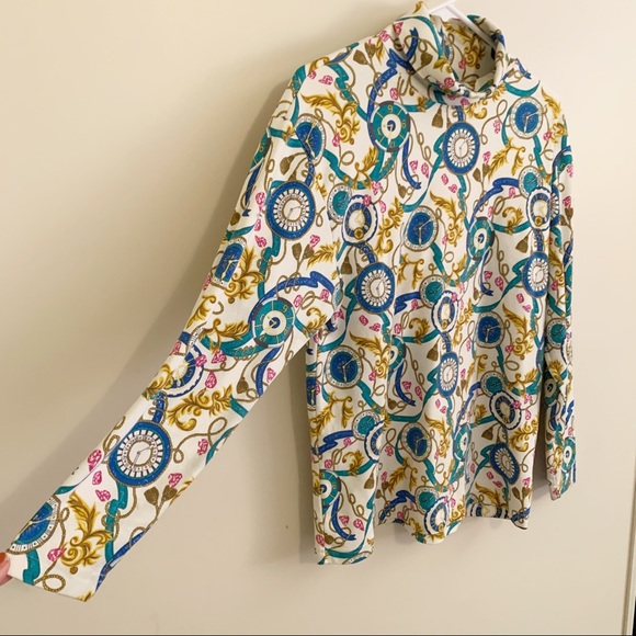 Vintage | Tops | Vintage Clocks And Filagree Print Turtleneck Top L ...
